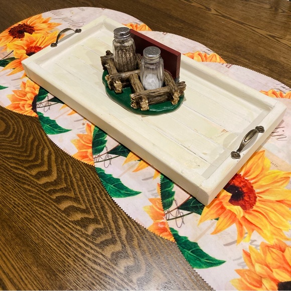 Accents | Handmade Wooden Centerpiece Serving Tray Ottoman Coffee Table ...